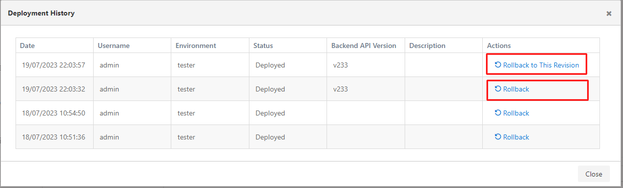 Deploying, Redeploying, Undeploying, Deployment History and Rollback